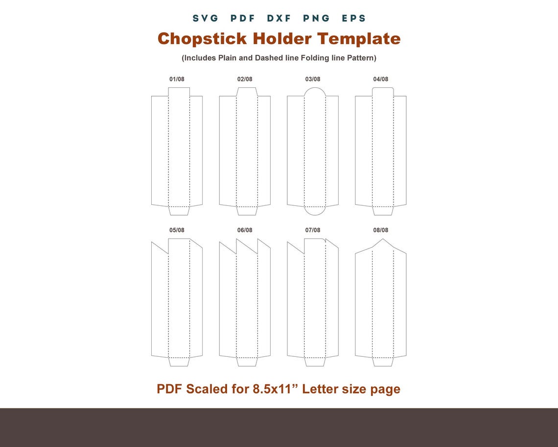 Chopsticks Sleeve Template Svg, Chopstick Holder SVG PDF Pattern ...