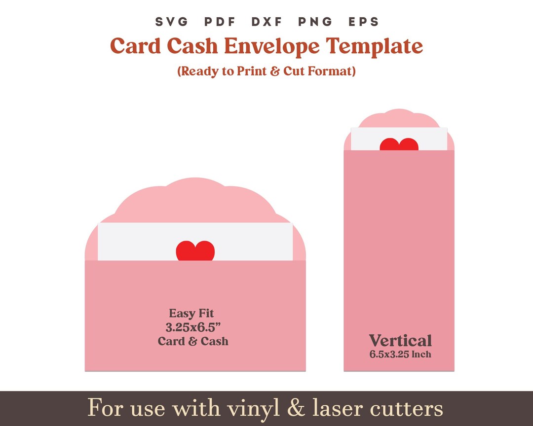 Money Envelope Svg, 2 Set Envelope for 3.25x6.5" Card, PDF Money Holder ...