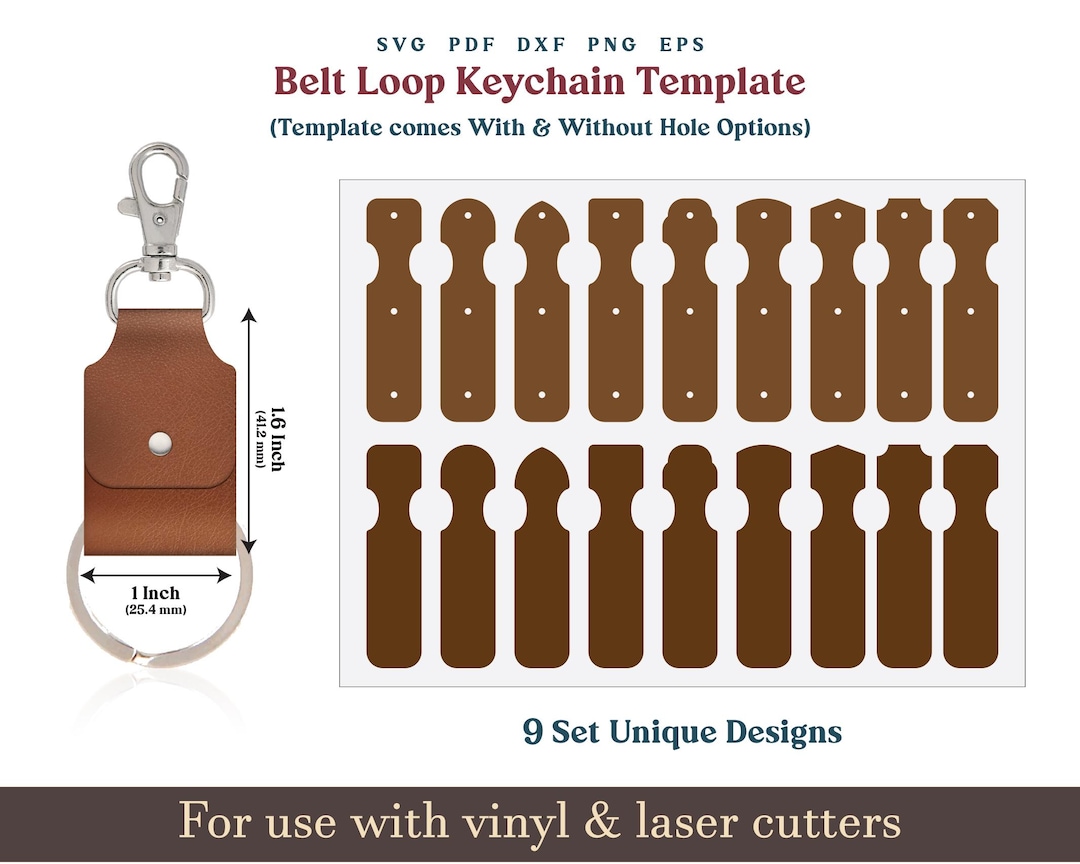 Leather Belt Loop Keychain Svg, 1" Customizable Connector Keychain SVG ...