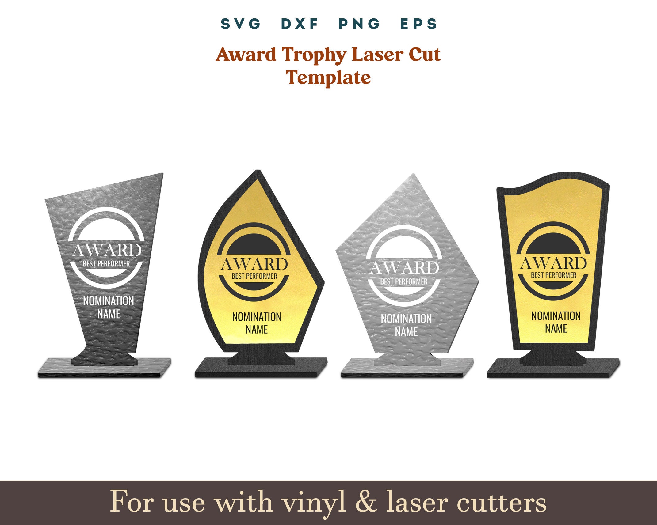 Award Trophy SVG, Laser Cut Trophy Template, Plaque Award Svg Cut File ...
