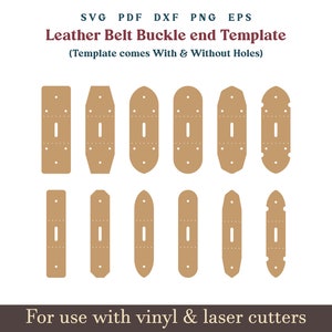 Leather Belt SVG PDF Pattern Svg 6 Designs, Belt Buckle End Template ...