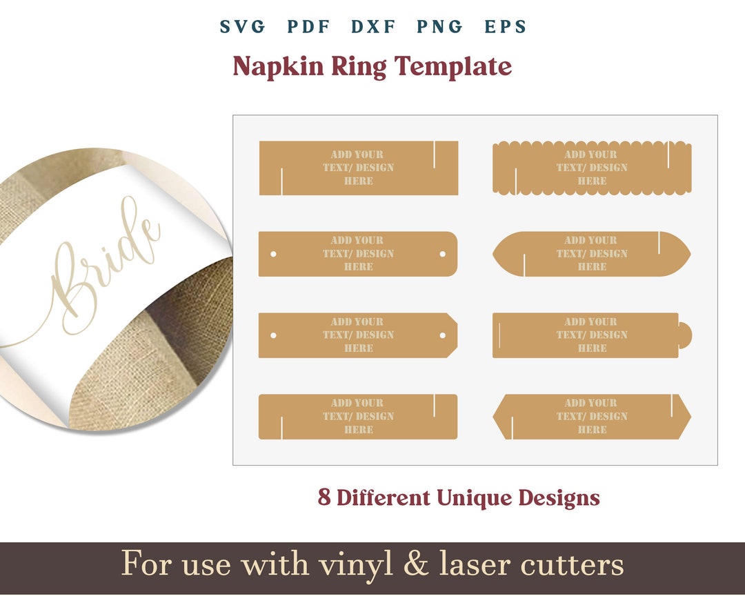 Napkin Rings Svg Cut File Template, PDF Napkin Cover Pattern, Napkin ...