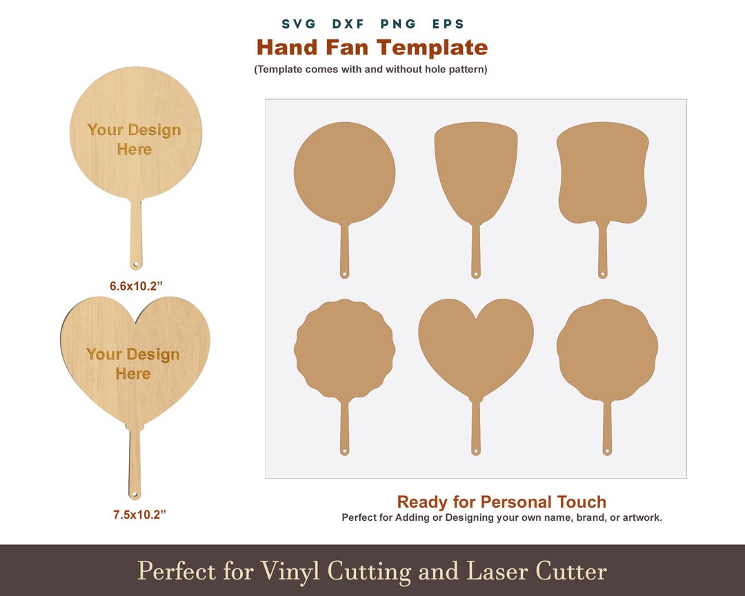 Hand Petal Fan SVG Template, Wedding Fan With Stick 6 Set Cut File ...