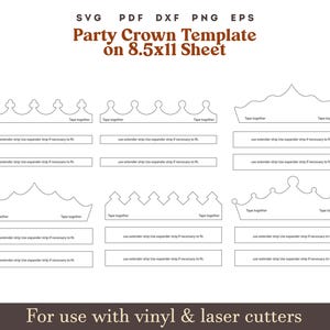 Crown SVG Template, Birthday Crown Svg, Princess Crown Svg Party Hat ...