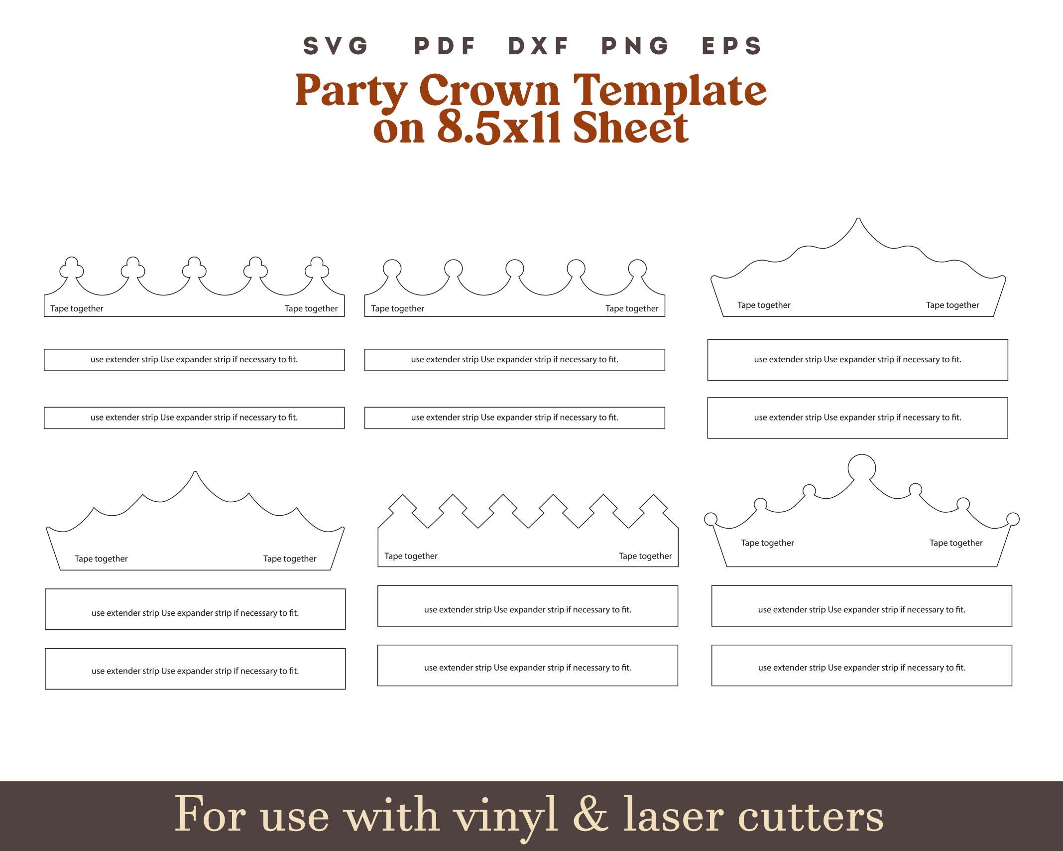 Crown SVG Template, Birthday Crown Svg, Princess Crown Svg Party Hat ...