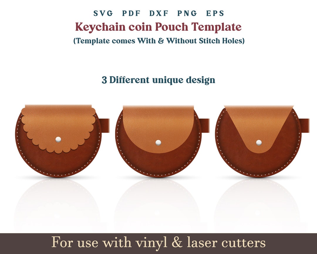 Keychain Coin Pouch Svg Template, 3 Set Mini Compact Pouch Leather ...