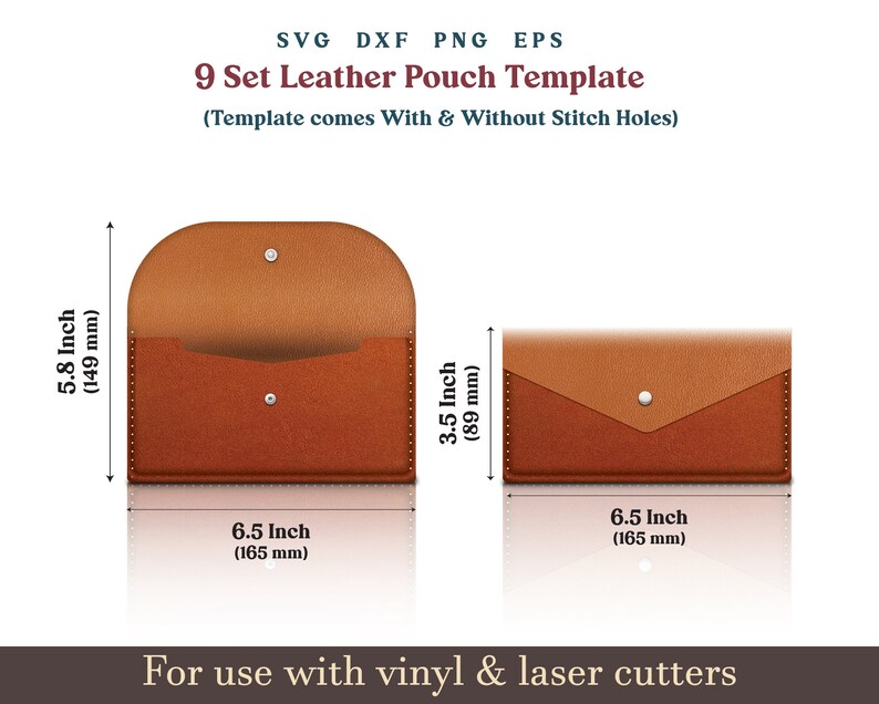 Compact Leather Pouches Svg, 9 Set Pouch Bundle Svg, Pouch Wallet Svg ...