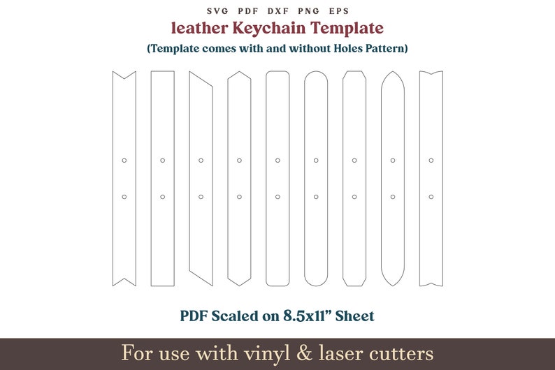 Leather Keychain Svg Pdf Pattern 9 Set Keyring Name Keychain - Etsy