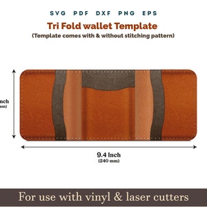 Leather Wallet SVG Template, Tri Fold Wallet Svg Pdf Pattern With ...