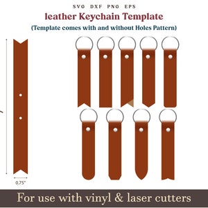 Leather Keychain Svg Pdf Pattern, 9 Set Keyring Name Keychain Template ...