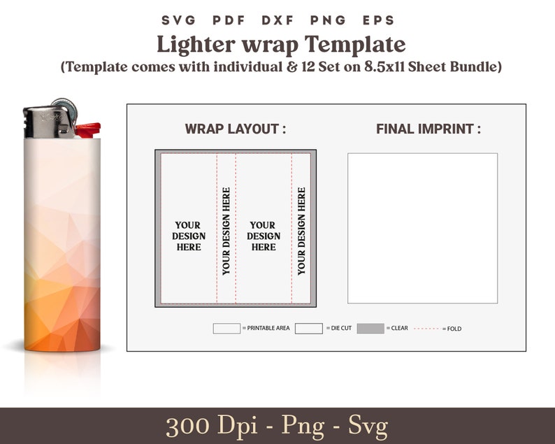 Lighter Wrap Template, 300 Dpi Lighter Wrapper PNG PDF, Bic Lighter ...