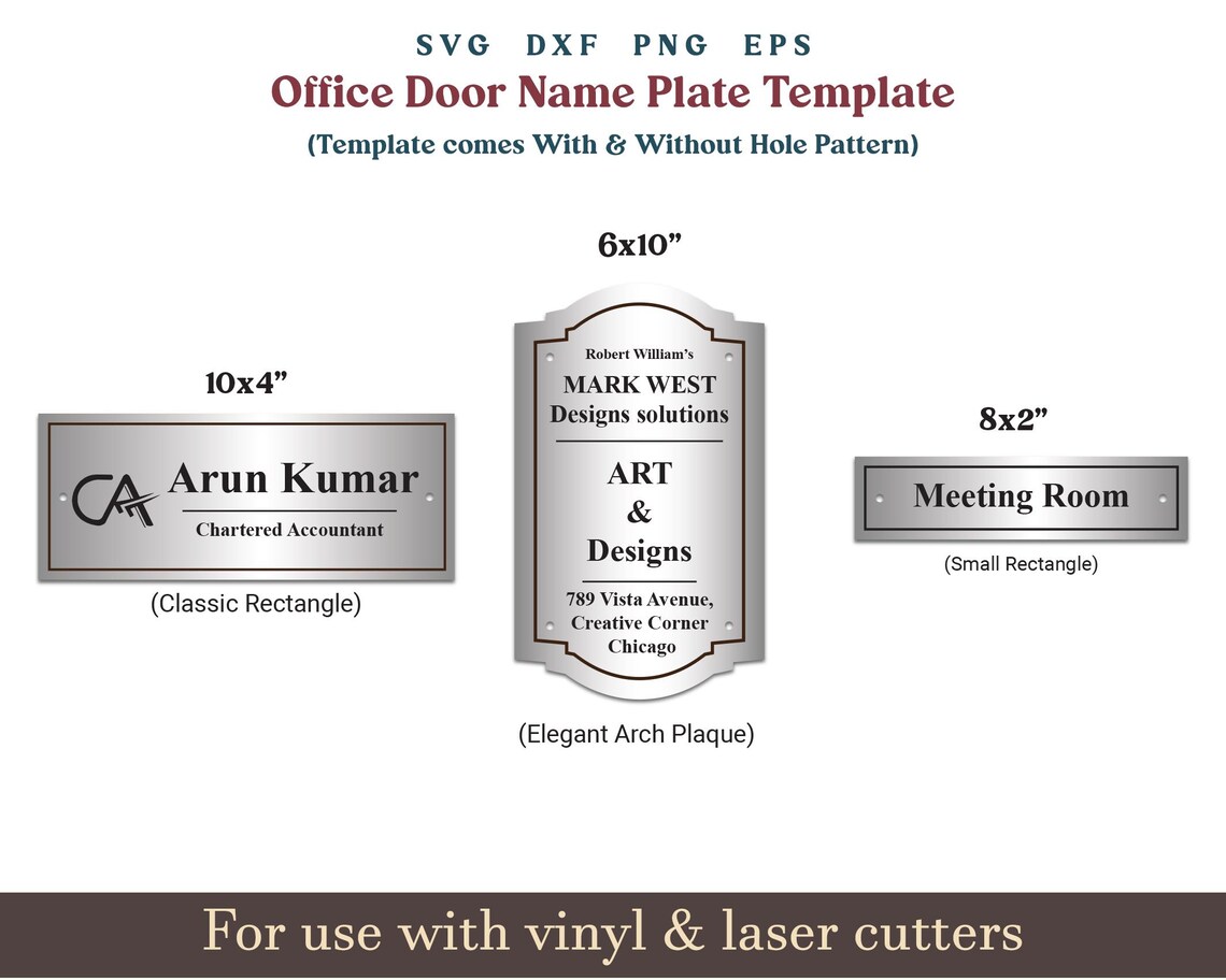 Office Door Name Sign SVG Template, Laser Cut Door Wall Name Plate ...