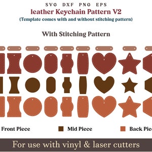 Leather Keychain Pattern SVG, 9 Set Leather Keychain Key Fob Cut ...