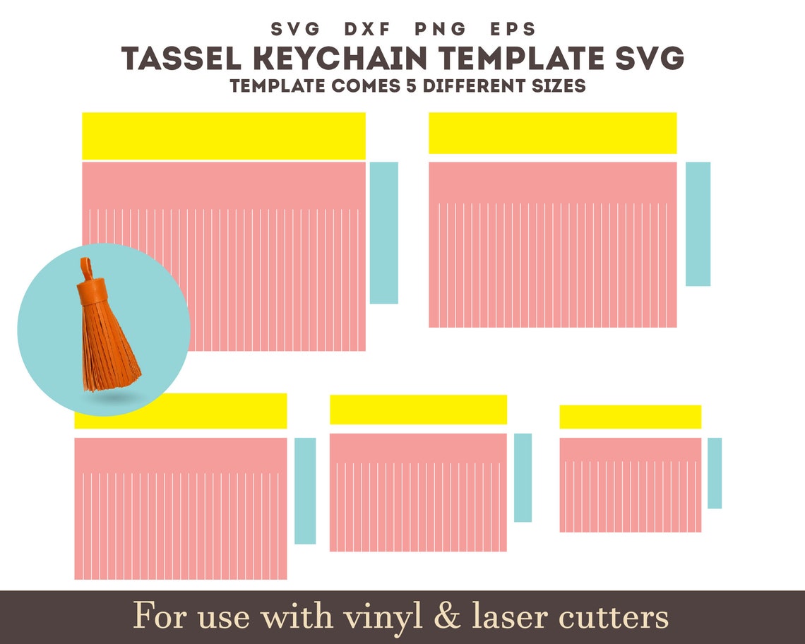 Tassel Keychain Key Fob Cutting Template SVG Faux Leather - Etsy
