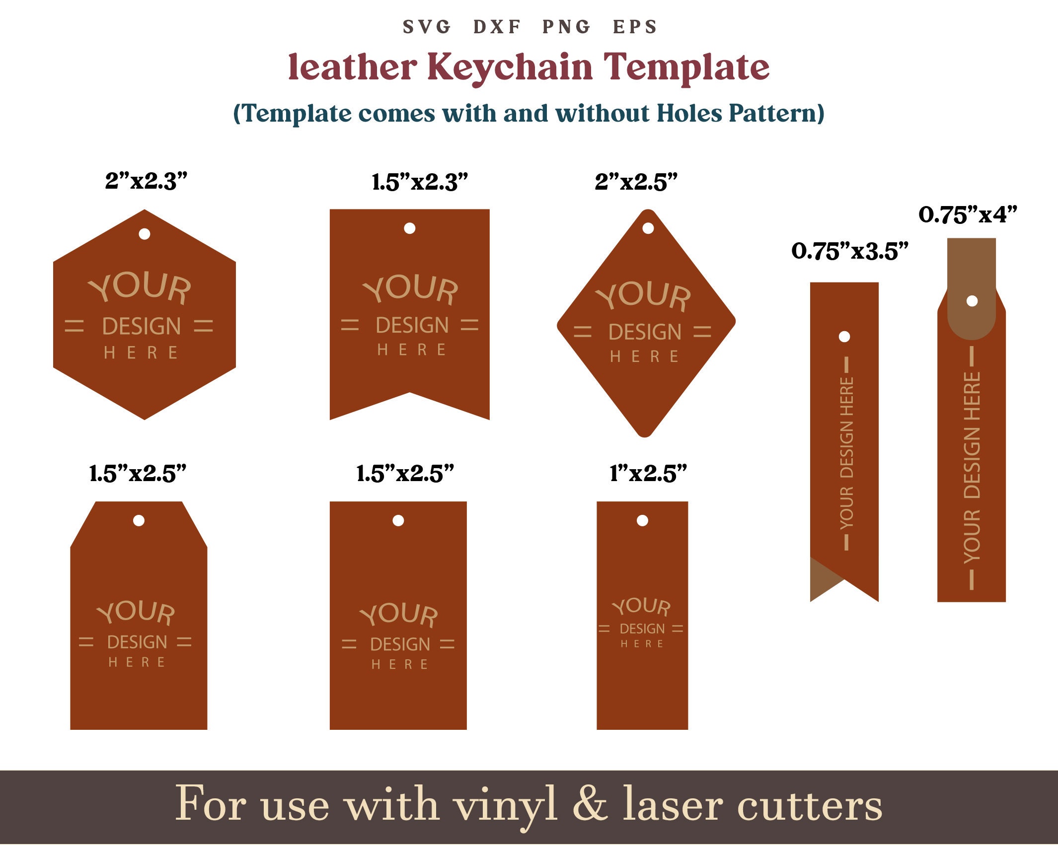 Leather Keychain Template Svg Pdf 8 Set Tag Keychain - Etsy Australia