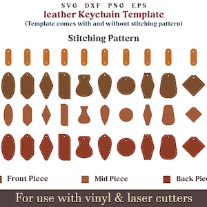 Leather Keychain Template SVG, 12 Set Leather Keychain Key Fob Cut ...