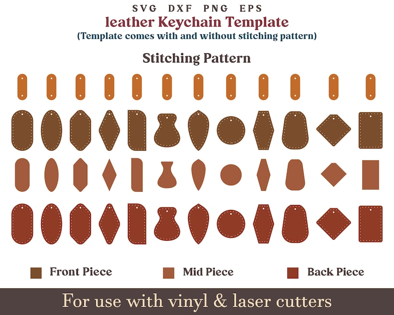 Leather Keychain Template SVG 12 Set Leather Keychain Key Fob - Etsy