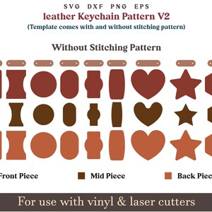 Leather Keychain Pattern SVG, 9 Set Leather Keychain Key Fob Cut ...