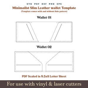 Minimalist Leather Wallet Svg Template, Beginner Leather Craft Pattern ...
