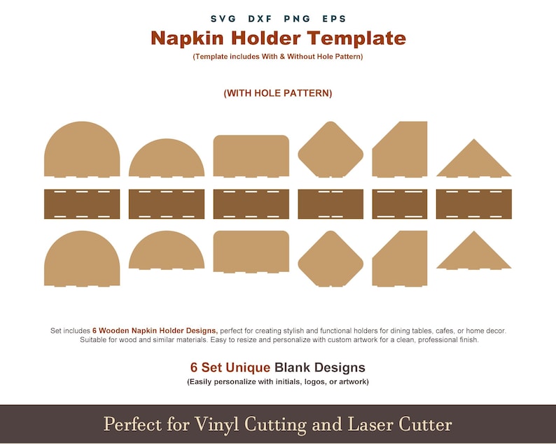 Laser Cut Napkin Holder SVG Template, Wooden Table Napkin Stand for ...