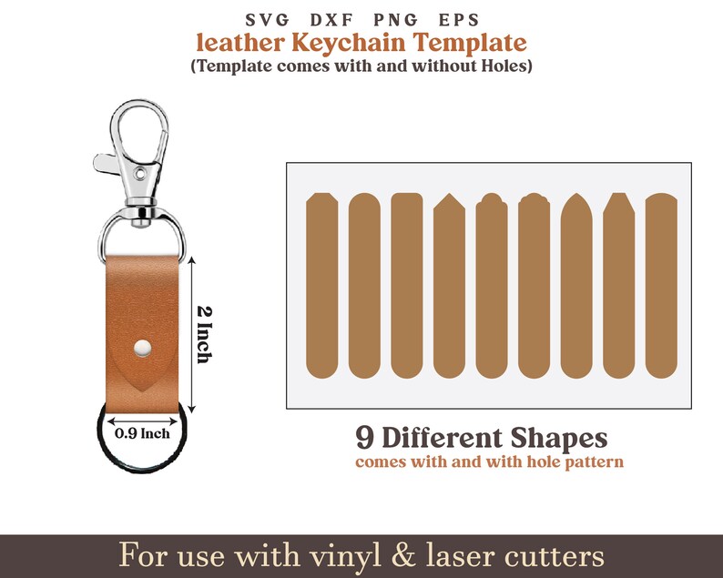 Leather Keychain Svg 9 Set Leather Keychain Pattern Laser Cut - Etsy