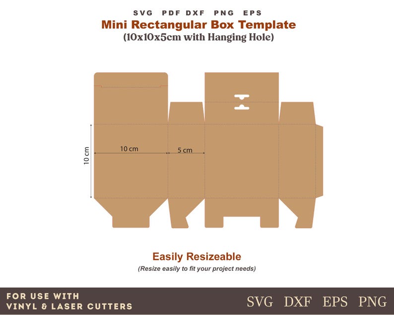 Mini Rectangle Box Template SVG, 10cm Cardboard Box Patter, Cricut ...