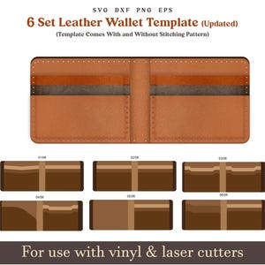 Leather Laser Cut Wallets Svg, 9 Pocket Bifold 6 Set Wallet Svg Pattern ...