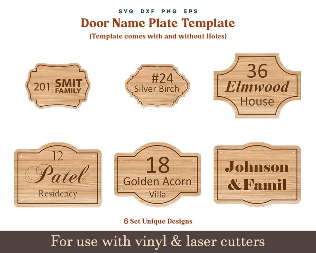 House Name Plate Svg, Wall Mount Door Name Board Template, Compound ...