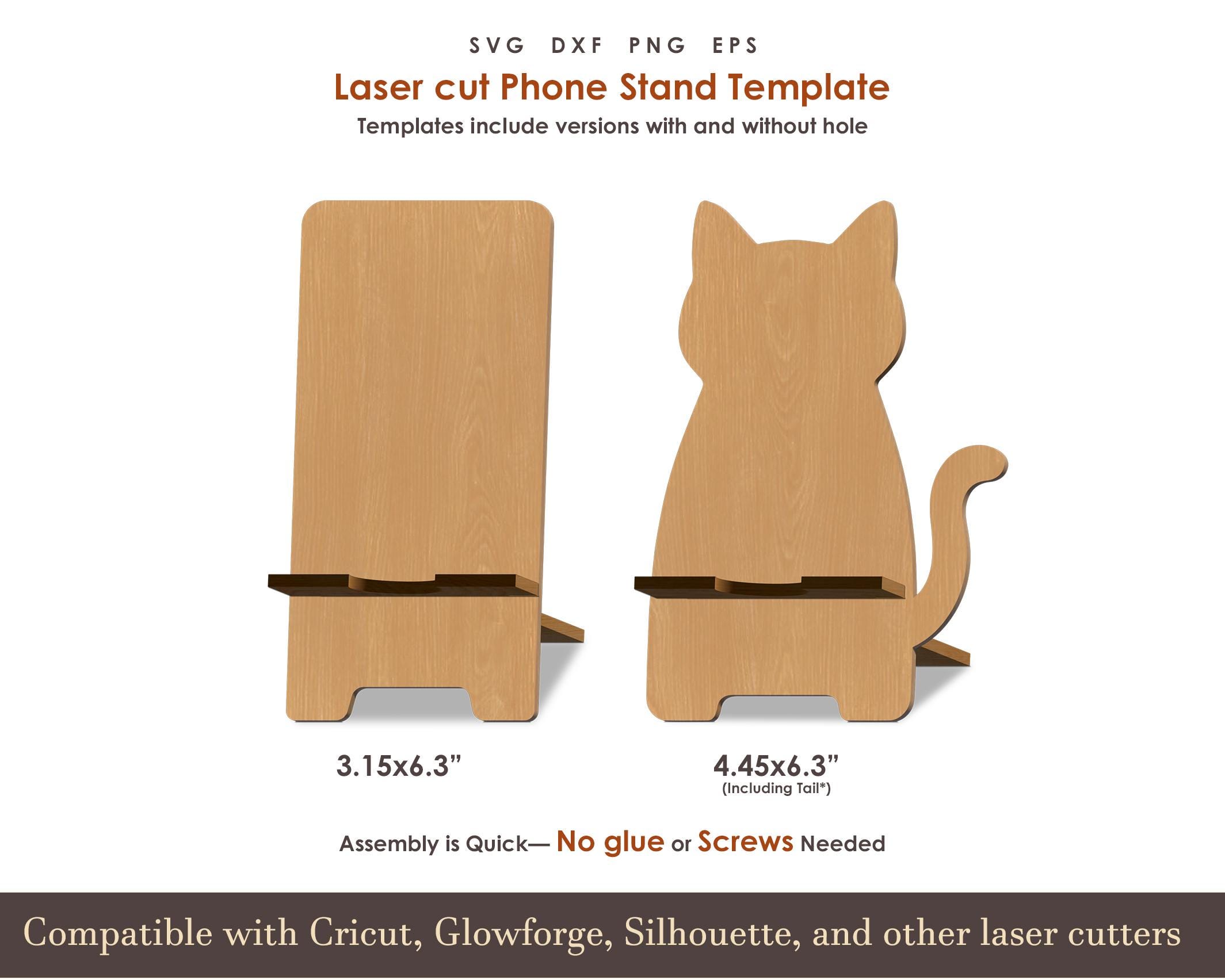 Phone Stand Svg, Laser Cut Phone Stand Template, Phone Holder Svg ...
