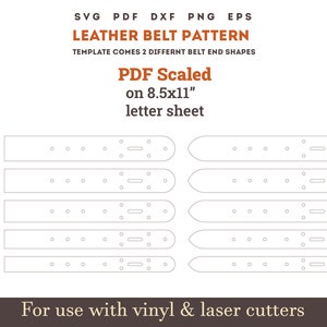 Leather Belt PDF Pattern Svg 5 Different Size Belt End Template SVG ...