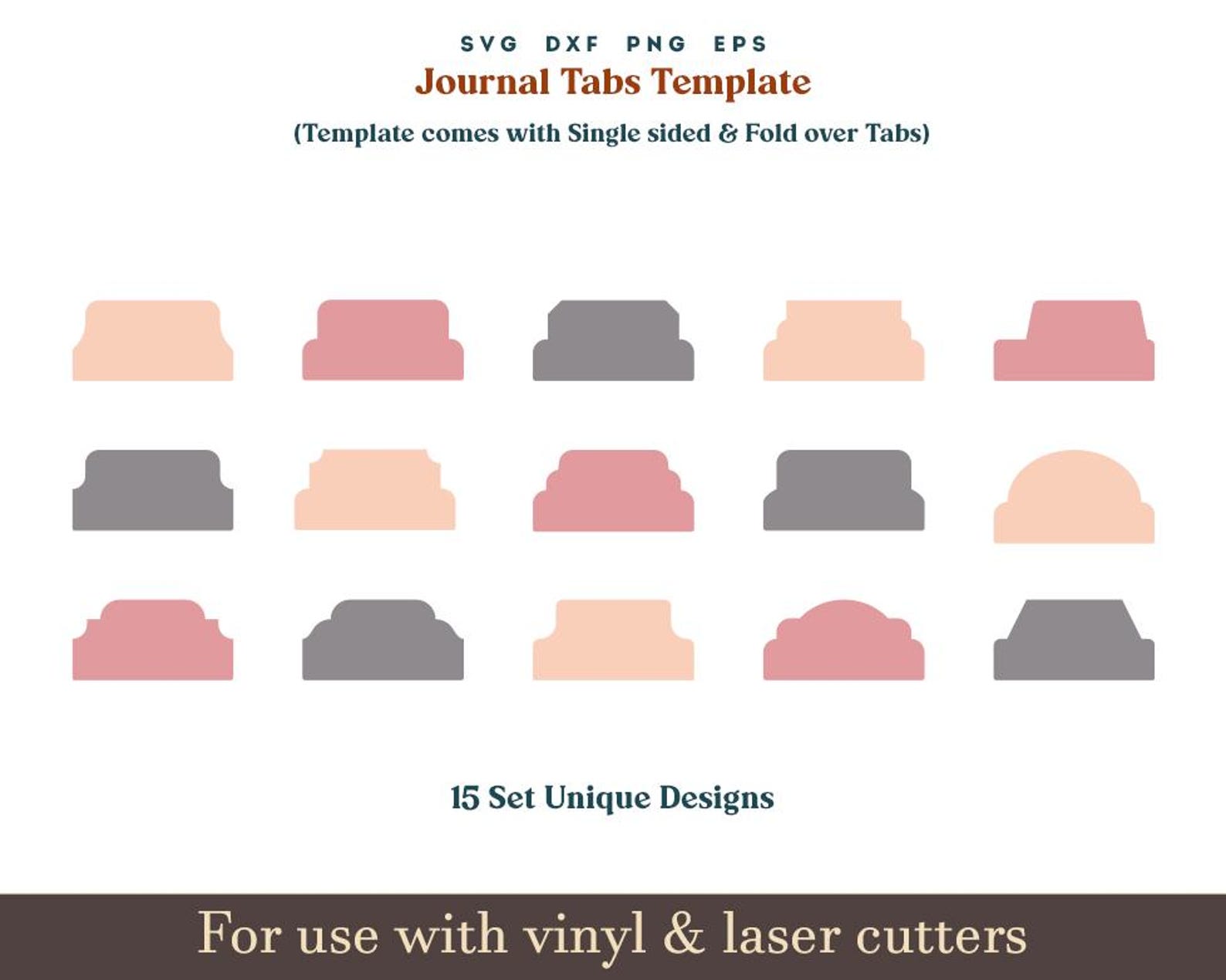 Journal Tabs Svg Template, Double Folder Tabs, Index Tabs, Page Tab ...