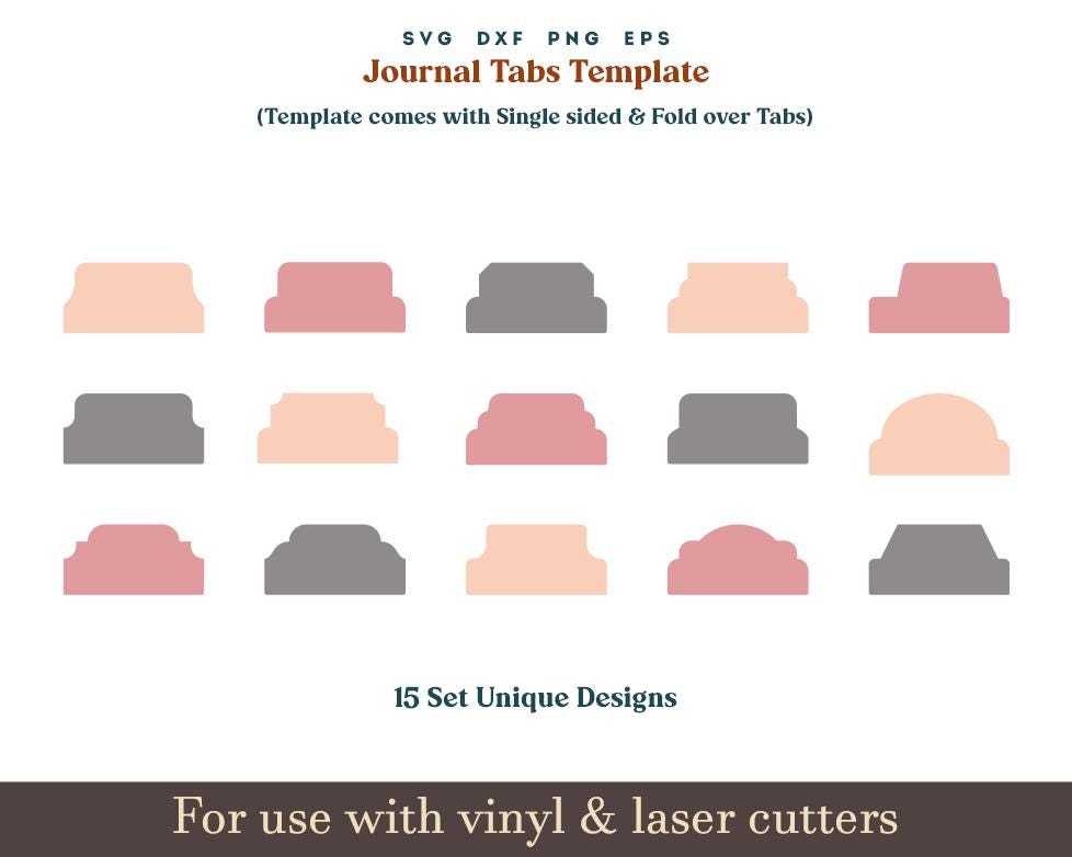 Journal Tabs Svg Template, Double Folder Tabs, Index Tabs, Page Tab ...