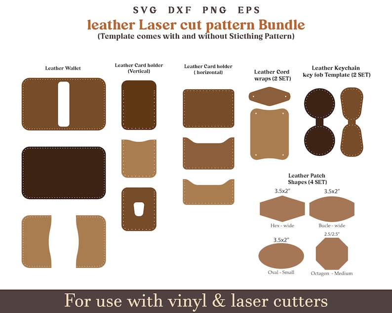 Leather Laser Pattern Cut File Bundle, Leather Keychain Key Fob Svg ...