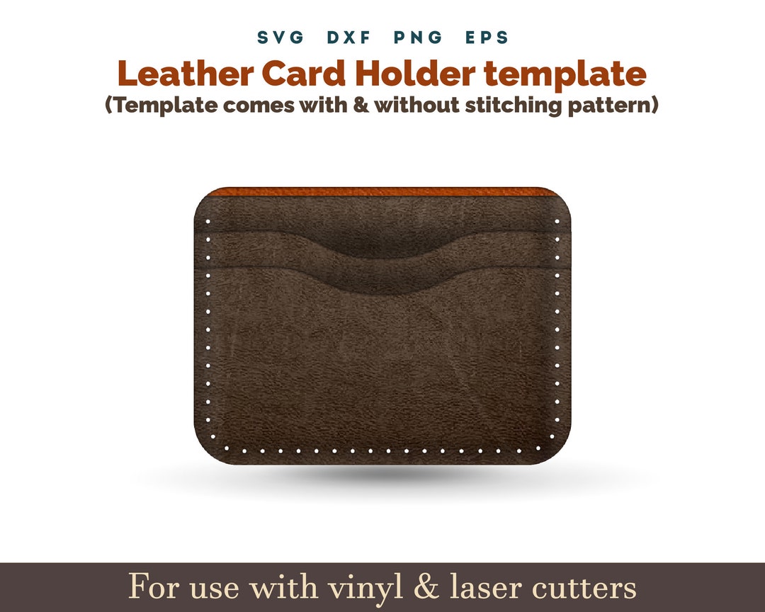 Leather Card Holder Wallet Cut File Svg Pocket Leather Card Holder Pattern With Sewing Stiches