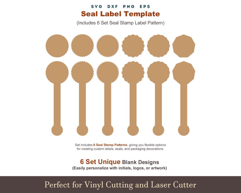 Seal Label Svg Template, Seal Stamp Sticker Pattern, Box Seal Label ...