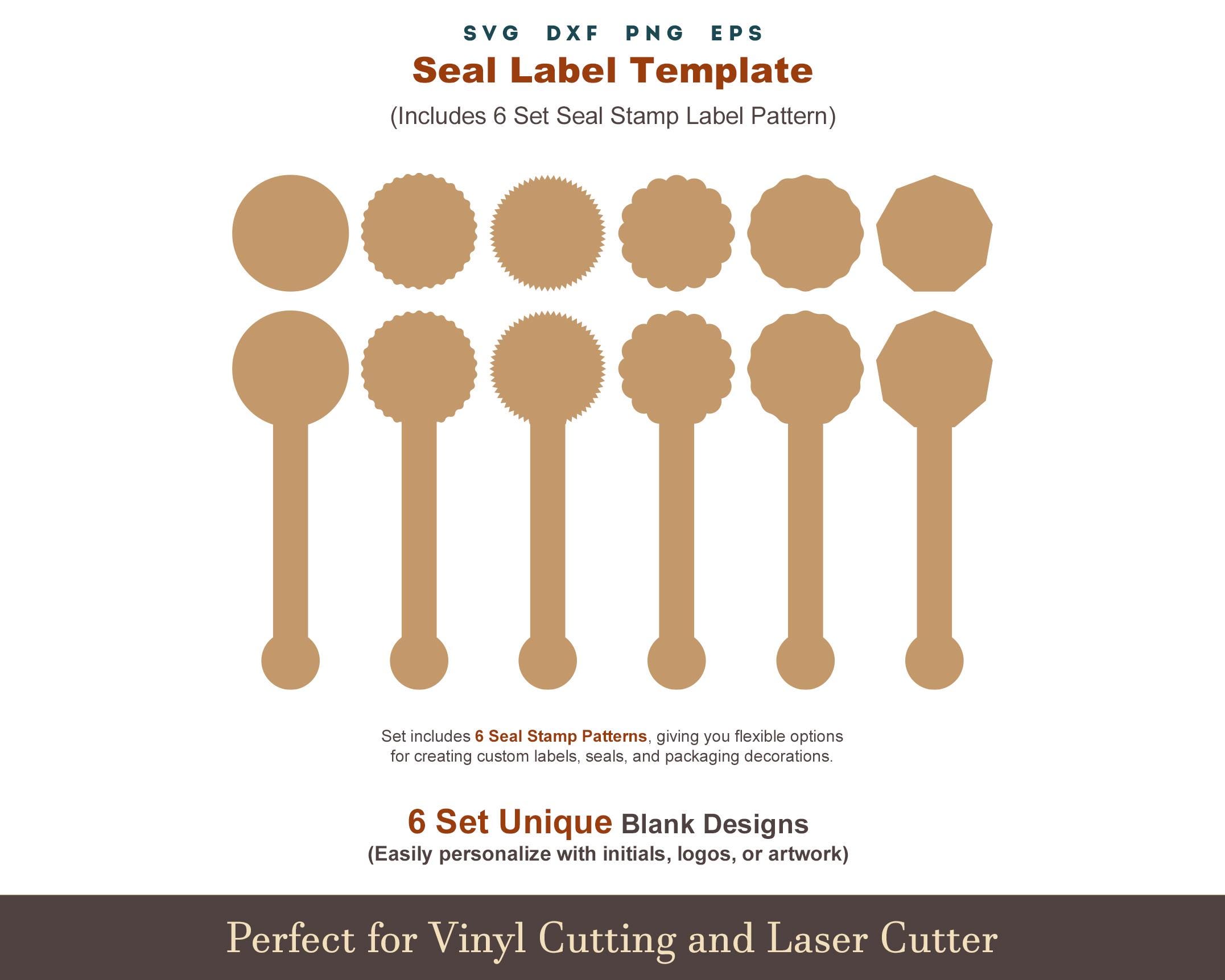 Seal Label Svg Template, Seal Stamp Sticker Pattern, Box Seal Label ...