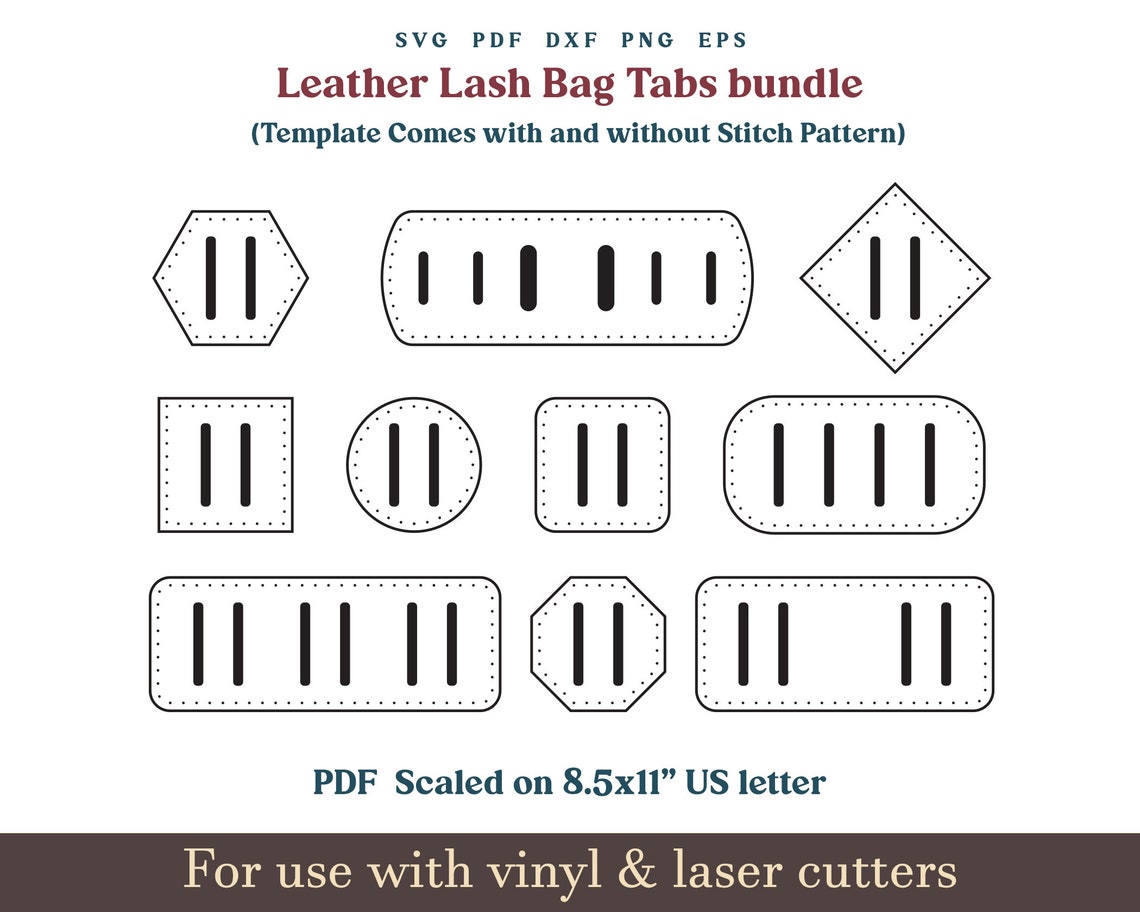 Lash Tab Template Svg, Leather Backpack Lash Tab Patch SVG PDF Pattern ...
