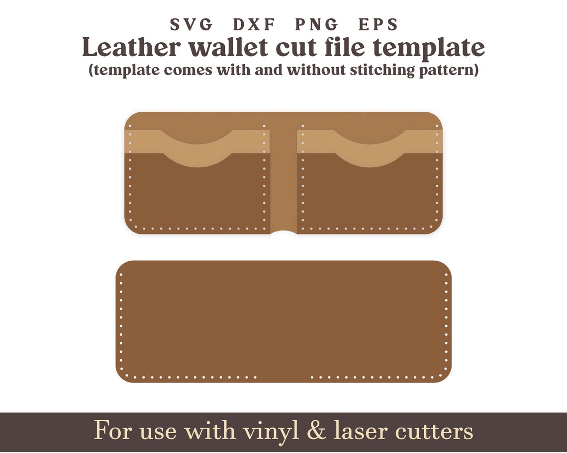 Leather Wallet Cutting Template SVG 5 Pocket Bifold Wallet - Etsy