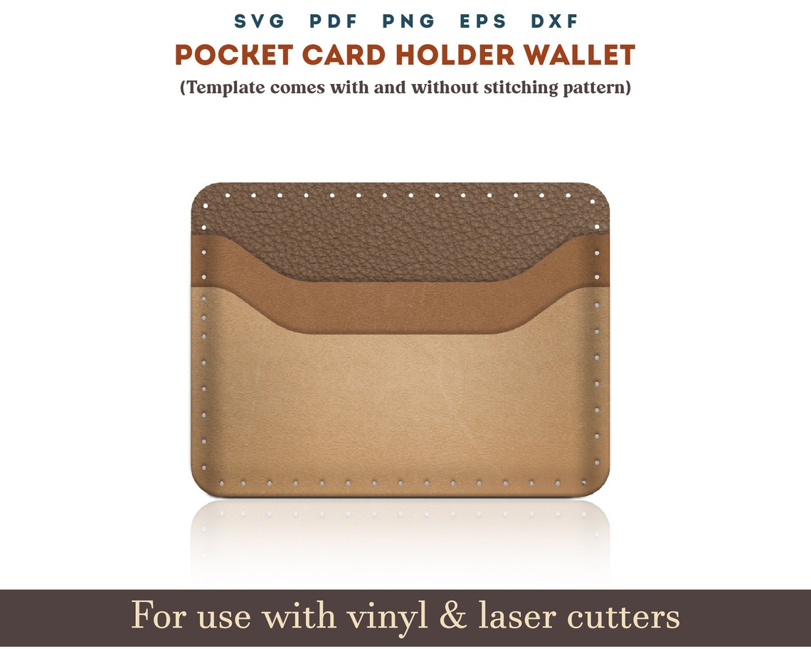 Leather Card Wallet Svg Template Cut File, PDF Pocket Leather Card ...