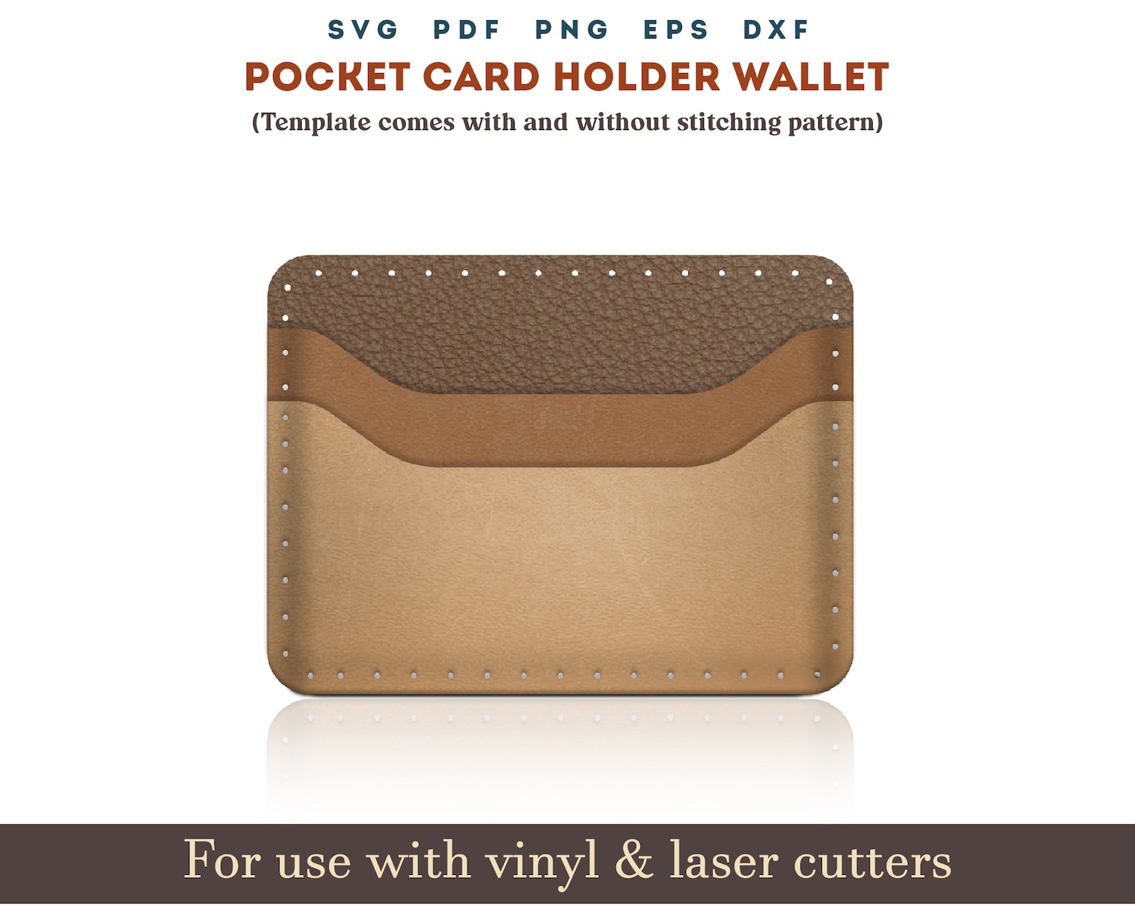 Leather Card Wallet Svg Template Cut File, PDF Pocket Leather Card ...