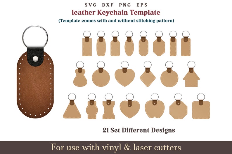 Leather Keychain Svg Bundle 21 Set Leather Keychain Key Fob - Etsy