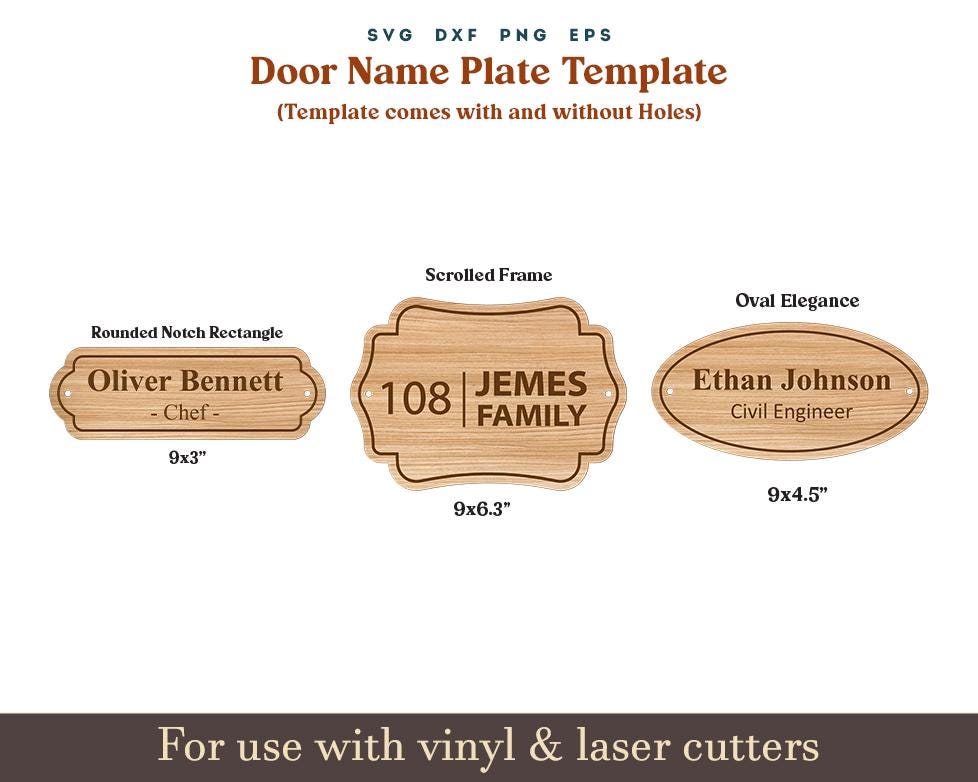 Door Name Plate Svg, Title Plates for Memorials Name Tags ID Nameplate ...