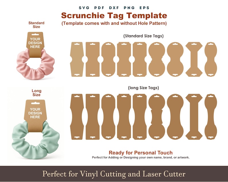 Scrunchie Tag Template Svg, Scrunchie Holder Display Cut File PDF SVG ...
