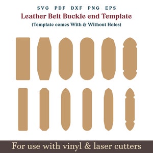 Leather Belt SVG PDF Pattern Svg 6 Designs, Belt Buckle End Template ...