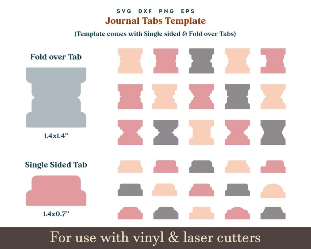 Journal Tabs Svg Template, Double Folder Tabs, Index Tabs, Page Tab ...