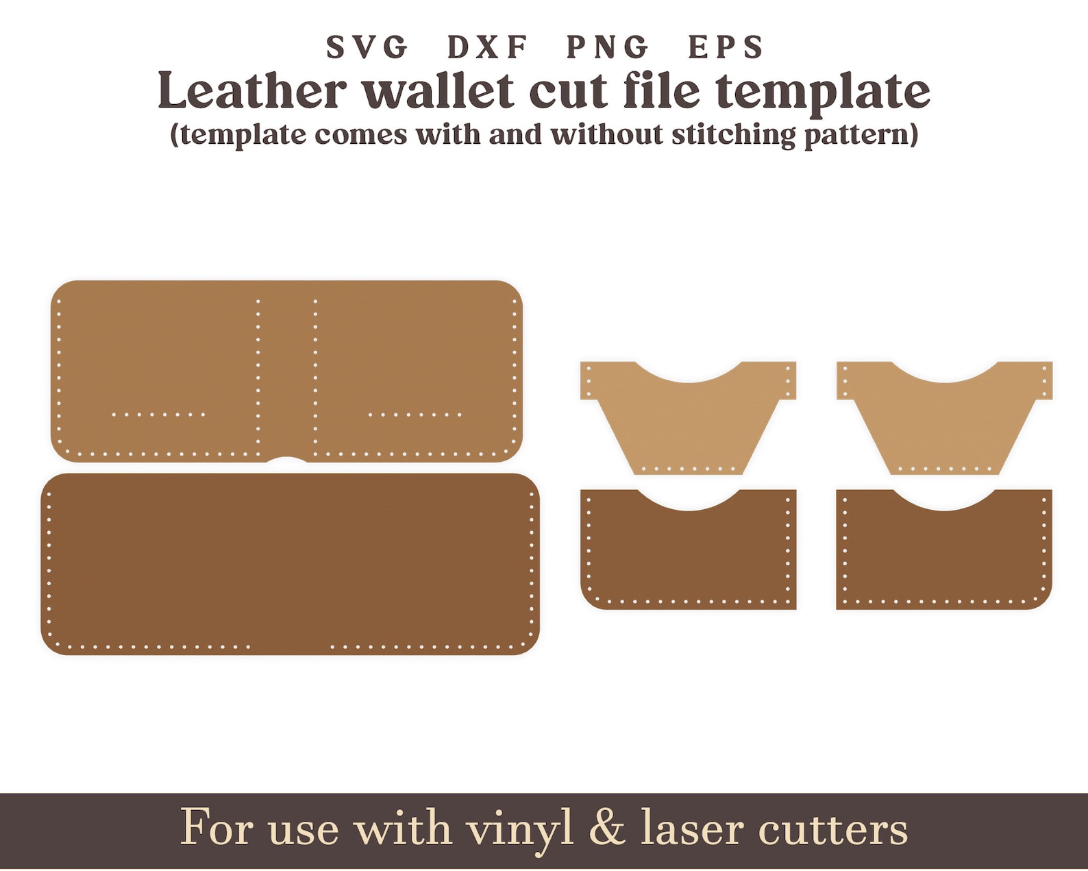 Leather Wallet Cutting Template SVG, 5 Pocket Bifold Wallet Svg Pattern ...