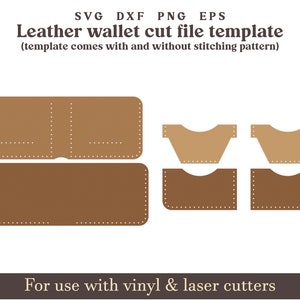 Leather Wallet Cutting Template SVG, 5 Pocket Bifold Wallet Svg Pattern ...
