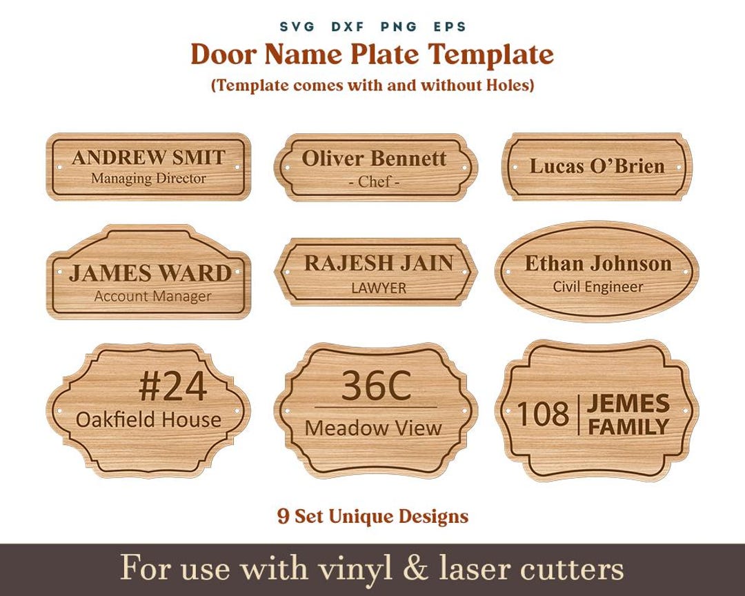Door Name Plate Svg, Title Plates for Memorials Name Tags ID Nameplate ...