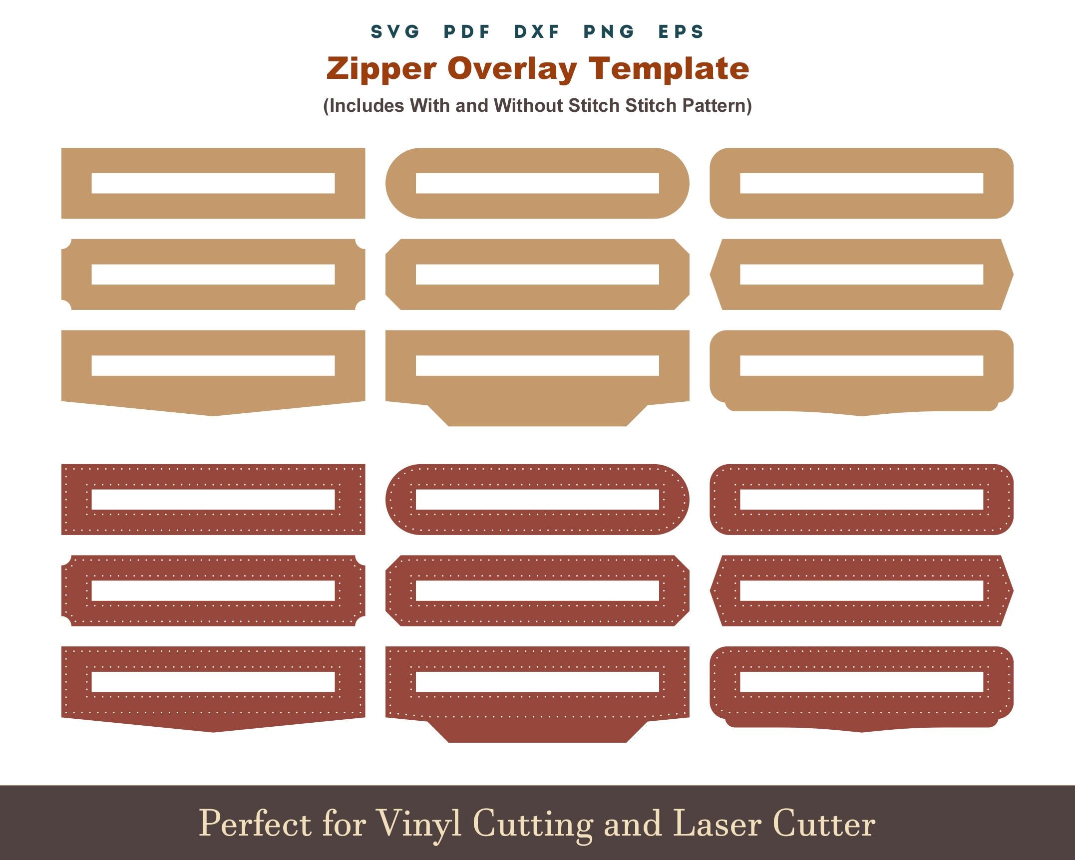 Zipper Overlay Template SVG, Leather Zipper Overlay Pattern. 9 Set ...