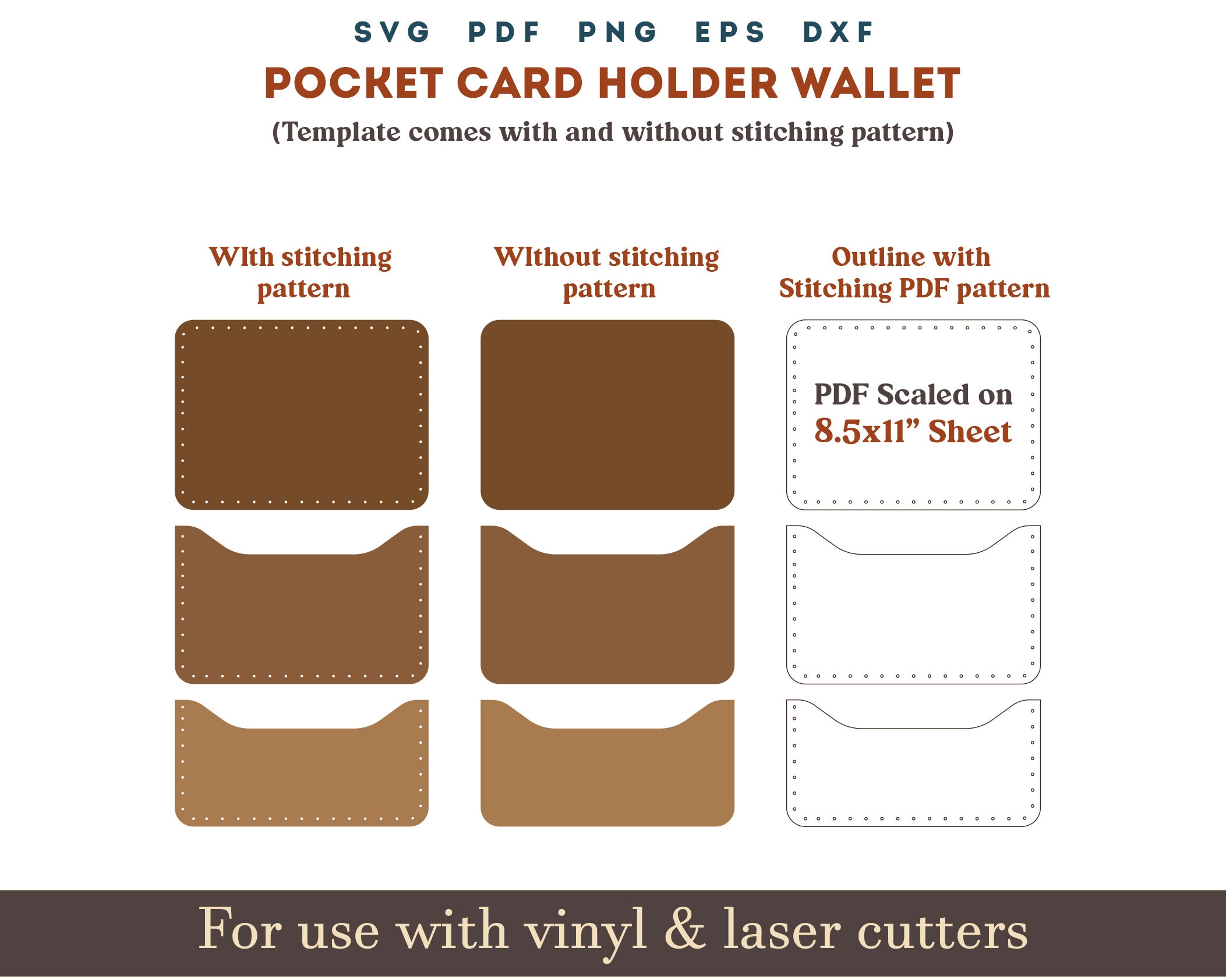 Leather Card Wallet Svg Template Cut File PDF Pocket Leather - Etsy ...